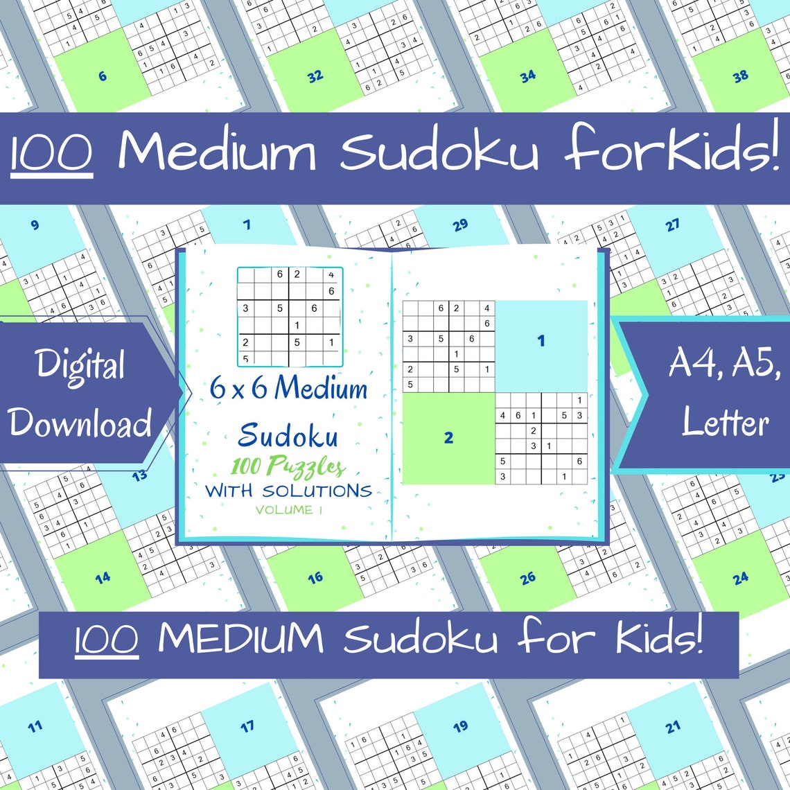 DIGITAL 100 6x6 MEDIUM SUDOKU for Kids Bundle Sudoku - Etsy