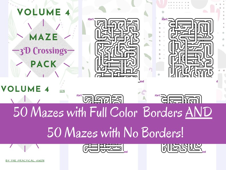 DIGITAL MAZES BUNDLE, 50 Easy Mazes With 3D Crossings, Maze Bundle ...