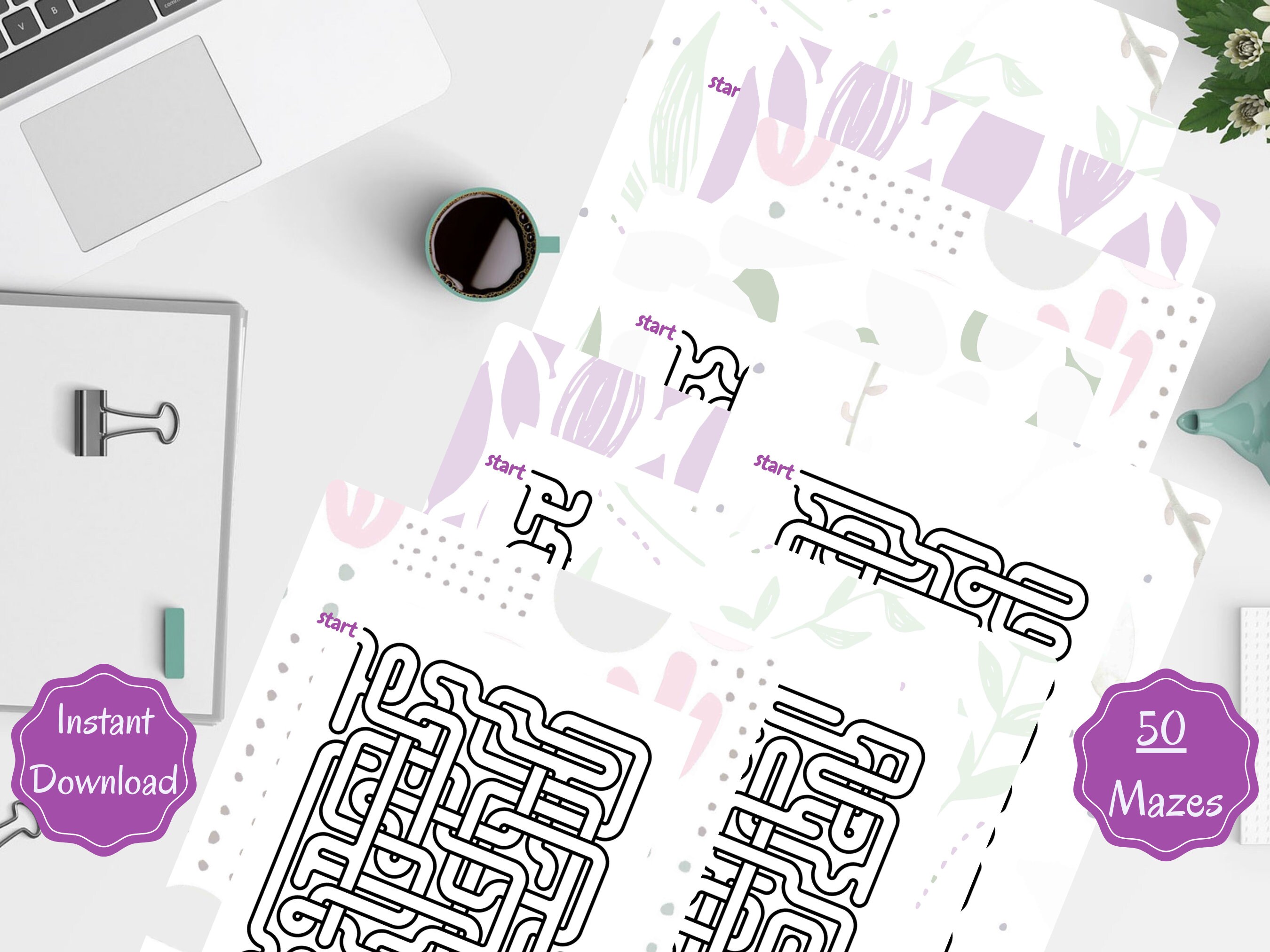 DIGITAL MAZES BUNDLE, 50 Easy Mazes With 3D Crossings, Maze Bundle ...