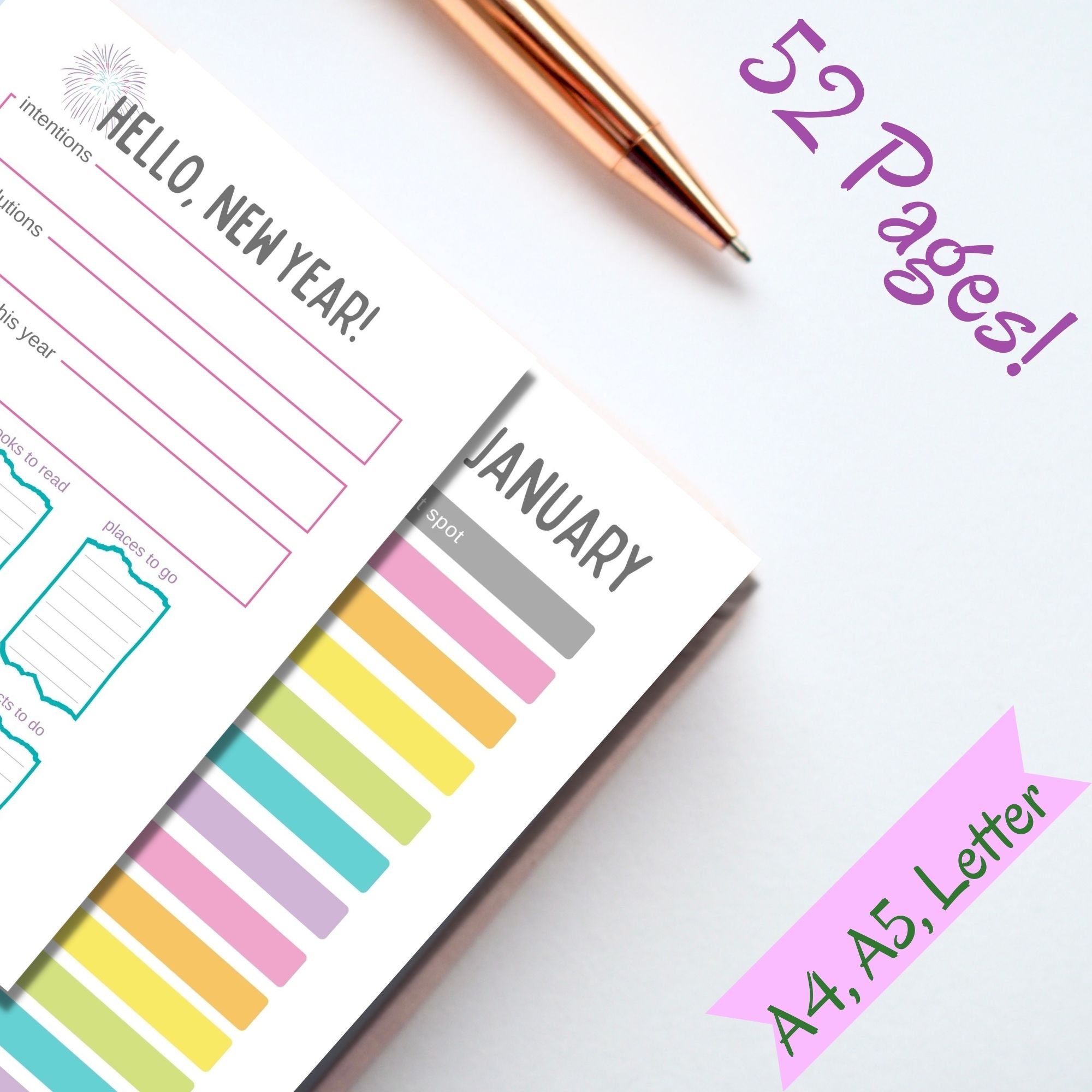 DIGITAL 2022 GOAL PLANNER Printable 52 Pages Bucket List, Daily ...
