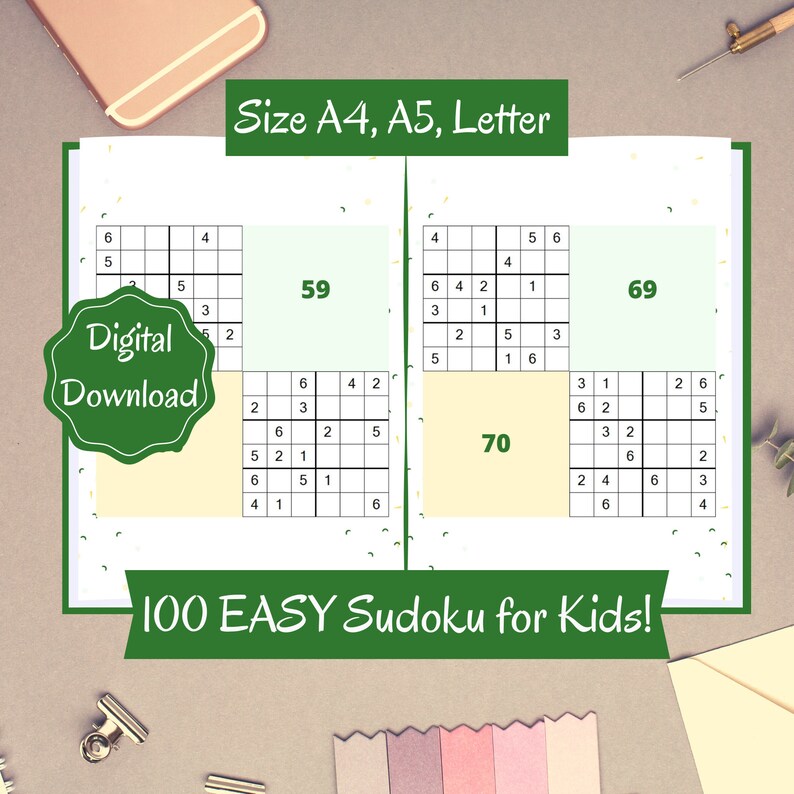DIGITAL 100 6x6 EASY SUDOKU for Kids Bundle Sudoku Printable - Etsy