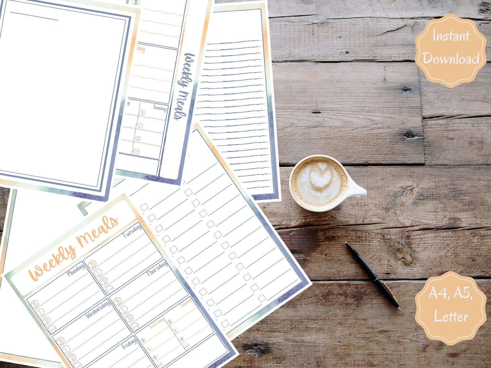 DIGITAL STATIONARY BUNDLE Printable 20 Template Pages, Daily to Do List ...