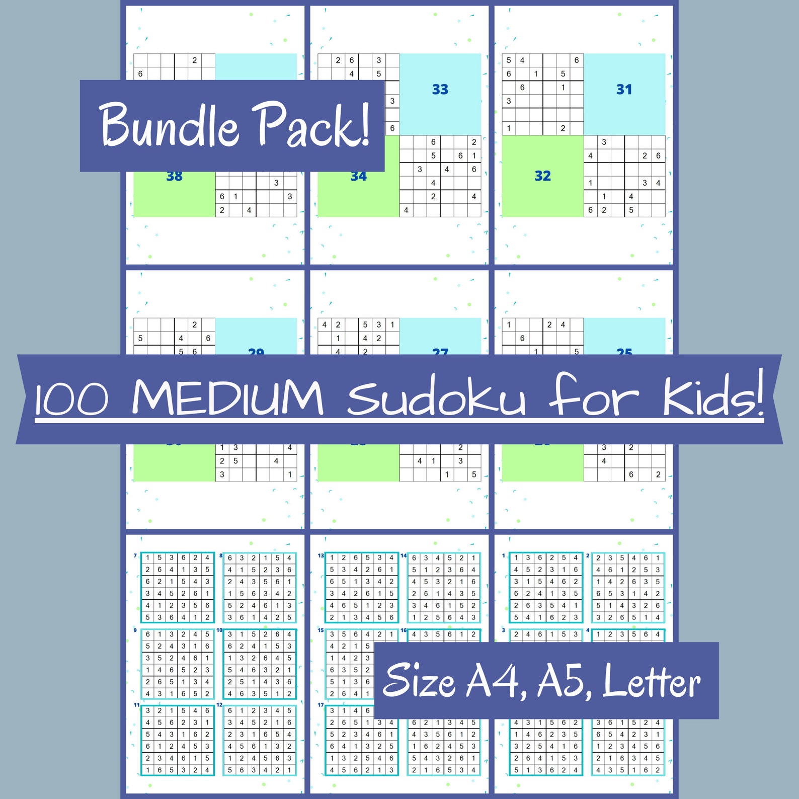 DIGITAL 100 6x6 MEDIUM SUDOKU for Kids Bundle, Sudoku Printable Pack ...