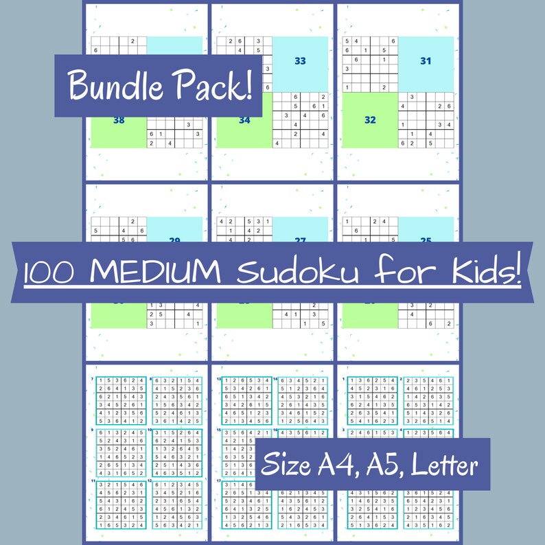 DIGITAL 100 6x6 MEDIUM SUDOKU for Kids Bundle, Sudoku Printable Pack ...