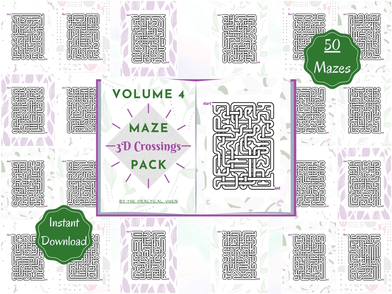 DIGITAL MAZES BUNDLE, 50 Easy Mazes With 3D Crossings, Maze Bundle ...