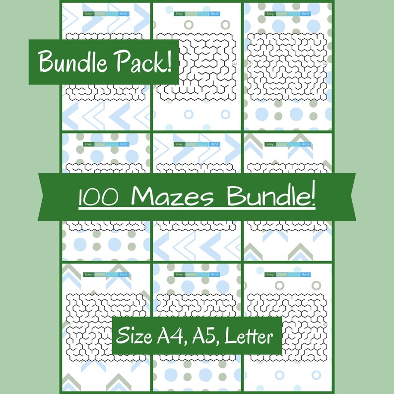 DIGITAL 100 MAZES BUNDLE, 4 Difficulty Levels, Maze Bundle, Maze Pack ...