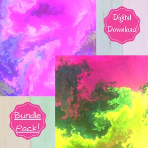 10 DIGITAL Papers FLUID ART Designs 300 D P I in Pink, Purple, and More ...