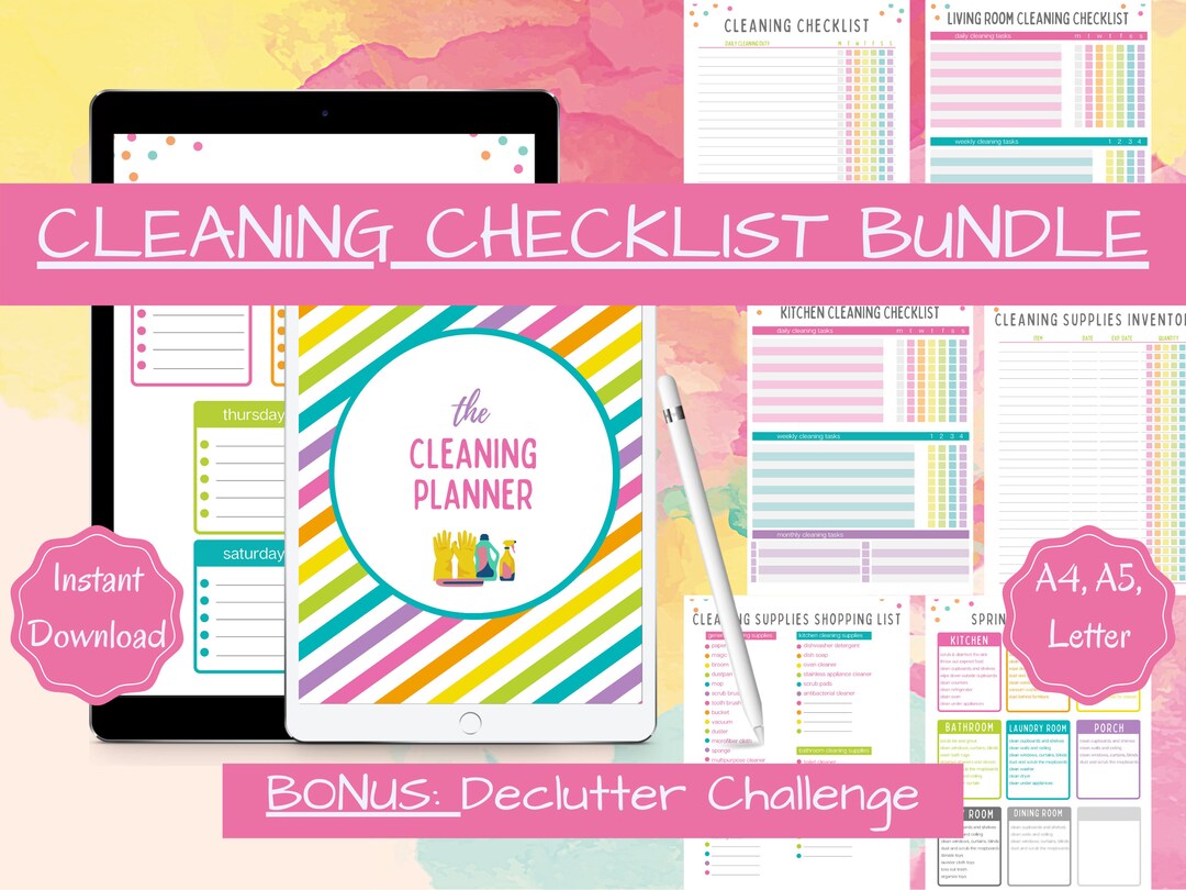 DIGITAL CLEANING CHECKLIST Printable 39 Pages Cleaning Planner ...