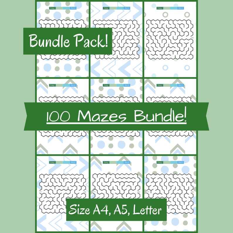DIGITAL 100 MAZES BUNDLE, 4 Difficulty Levels, Maze Bundle, Maze Pack ...