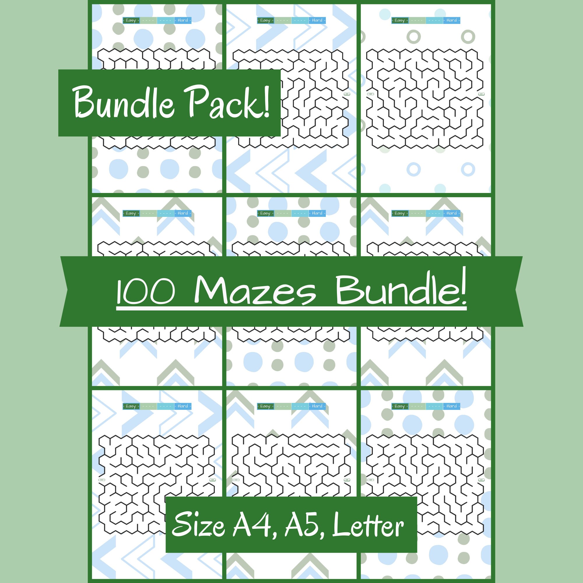 DIGITAL 100 MAZES BUNDLE, 4 Difficulty Levels, Maze Bundle, Maze Pack ...