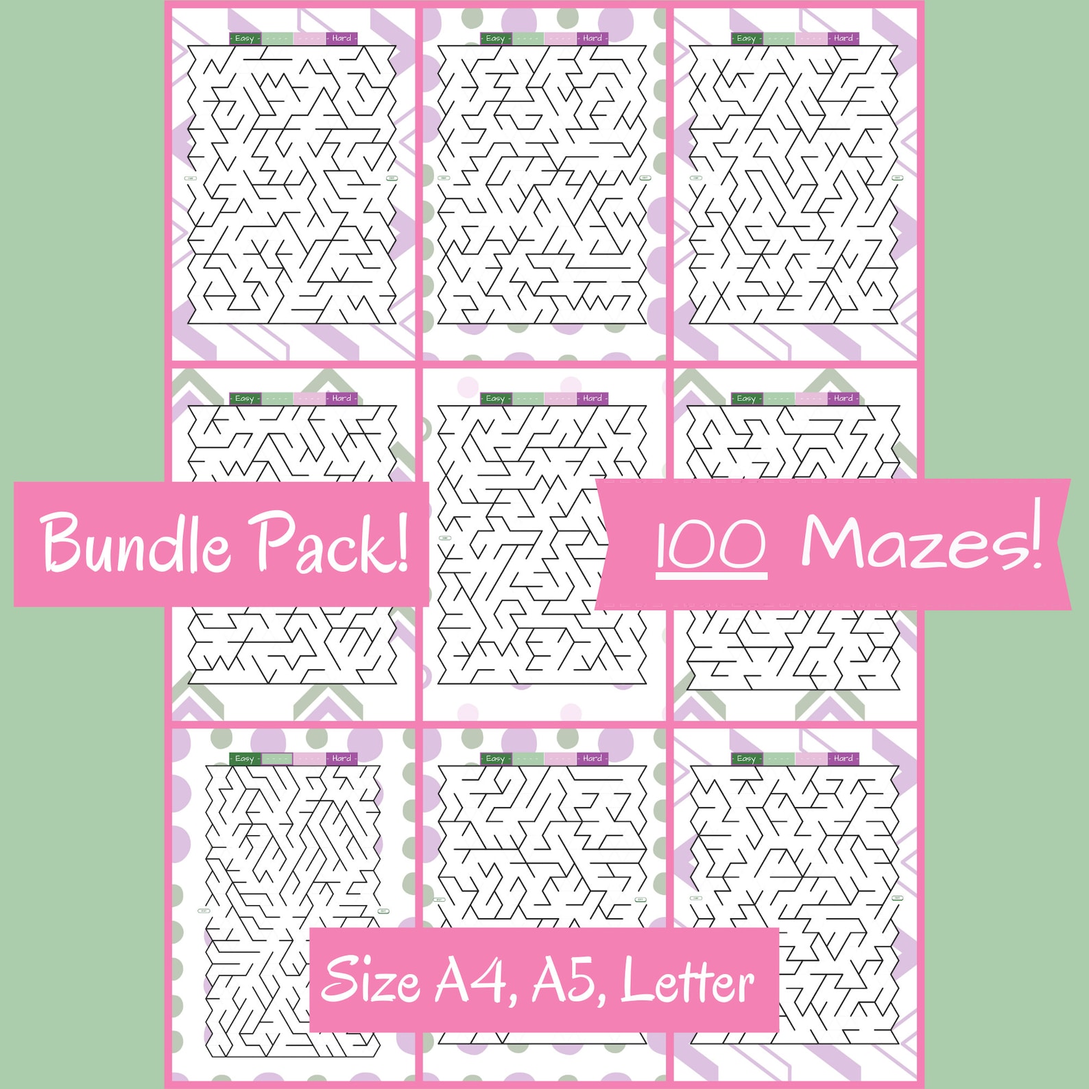 DIGITAL 100 MAZES BUNDLE, 4 Difficulty Levels, Maze Bundle, Maze Pack ...