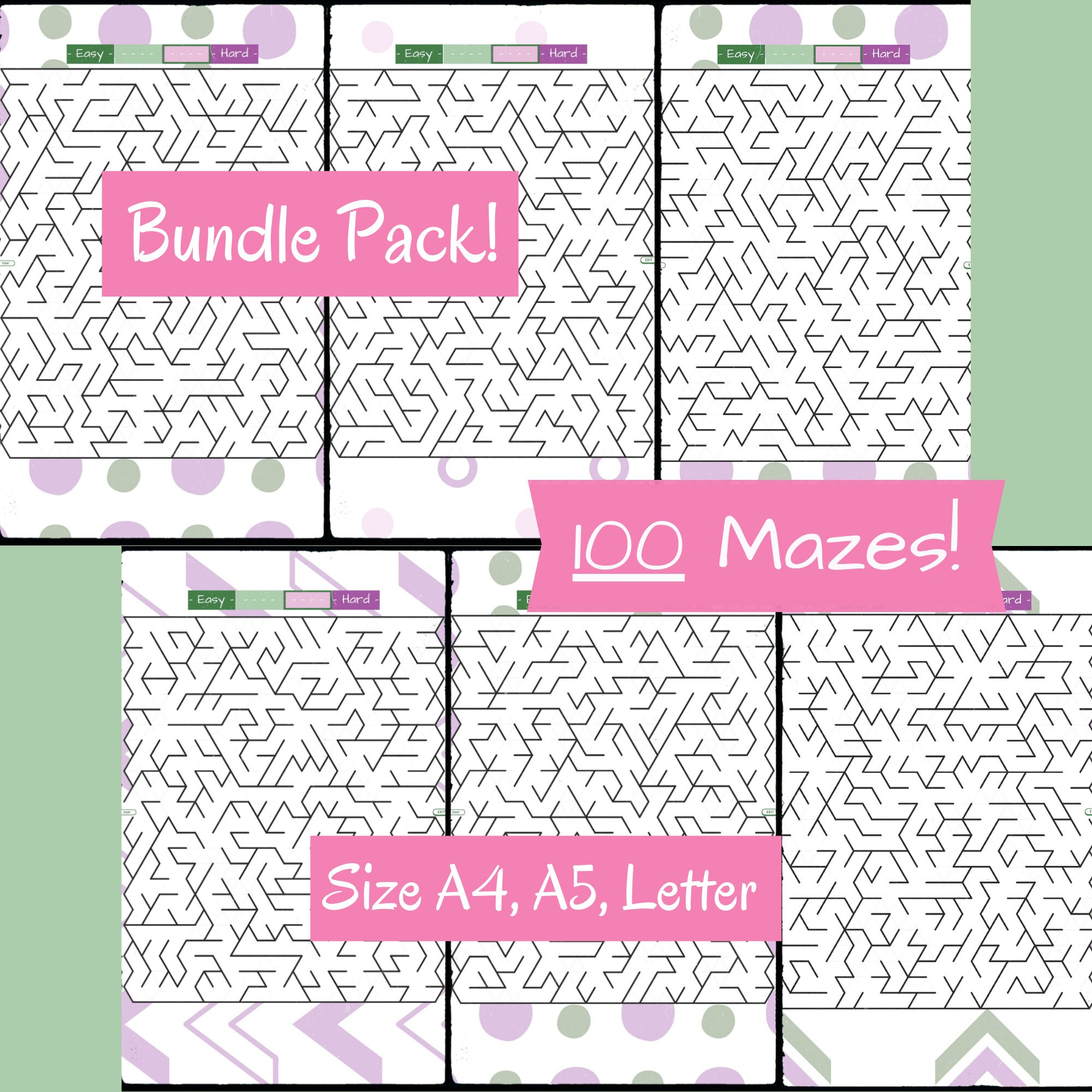 DIGITAL 100 MAZES BUNDLE, 4 Difficulty Levels, Maze Bundle, Maze Pack ...