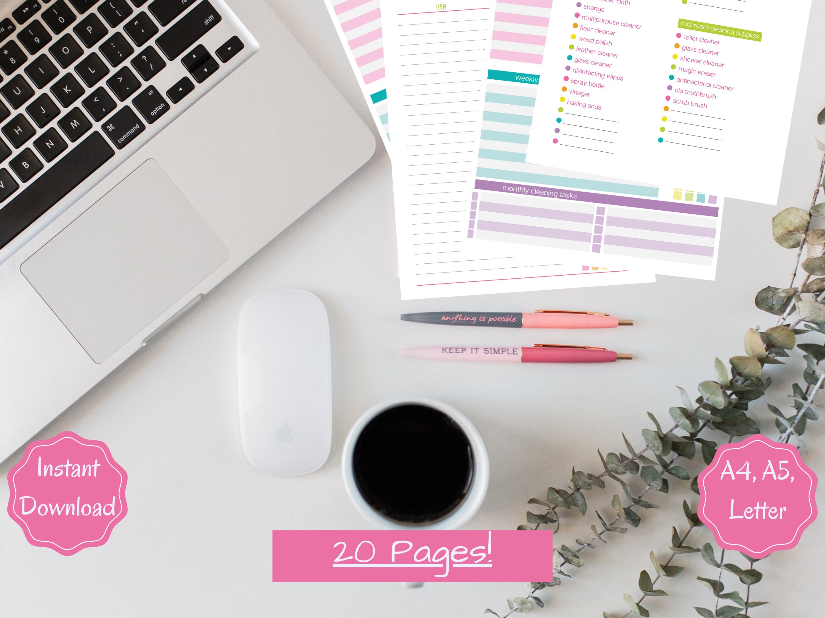 DIGITAL CLEANING CHECKLIST Printable 39 Pages Cleaning Planner ...