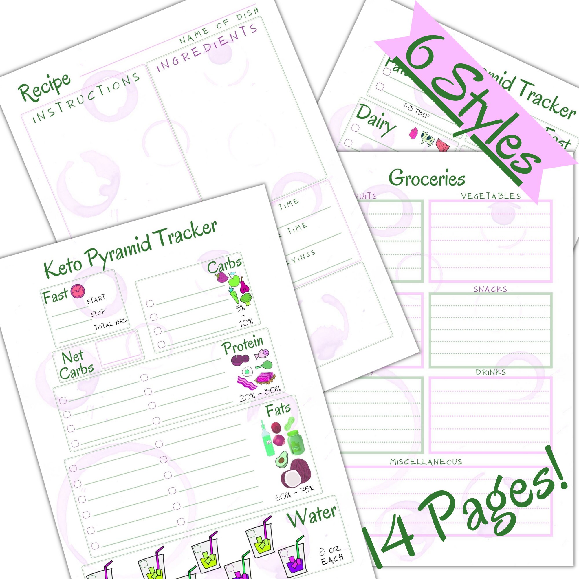 DIGITAL WEIGHT TRACKER Printable Health Bundle 14 Pages Tracker, Meal ...