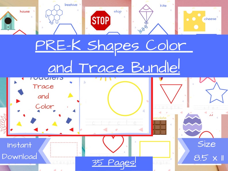 DIGITAL PRESCHOOL SHAPES Worksheets 35 Pages Preschool Worksheets ...