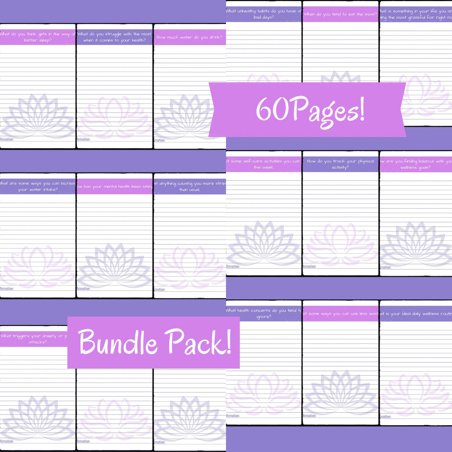 DIGITAL WELLNESS JOURNAL Printable Wellness Prompts 60 Page in Full ...