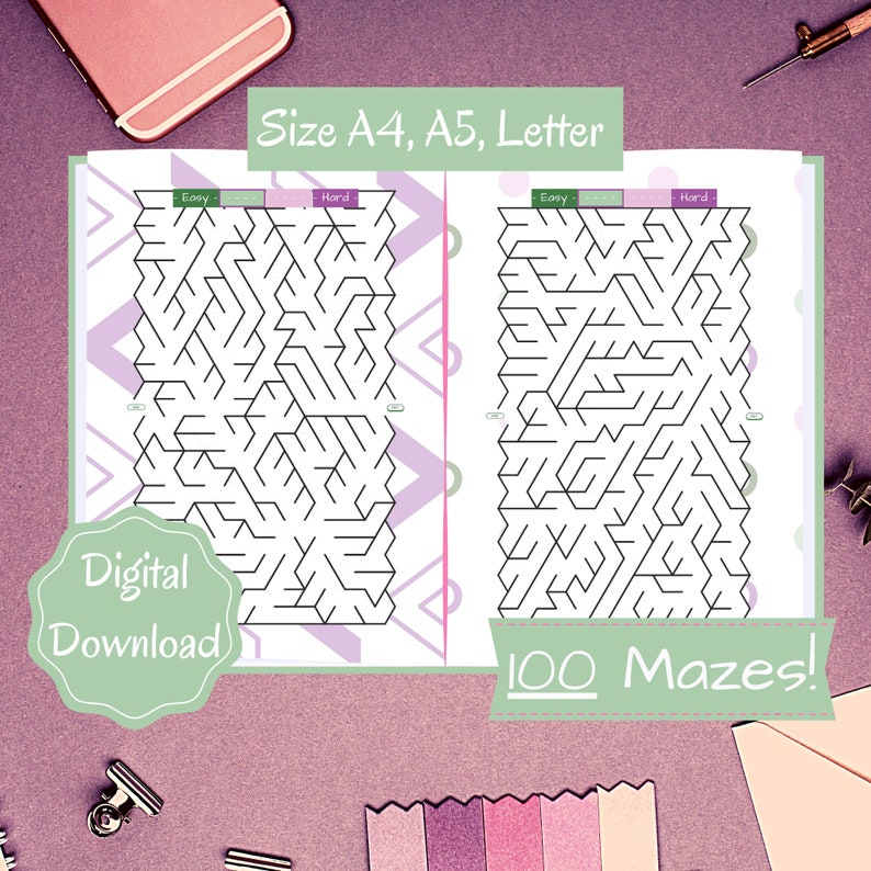 DIGITAL 100 MAZES BUNDLE, 4 Difficulty Levels, Maze Bundle, Maze Pack ...