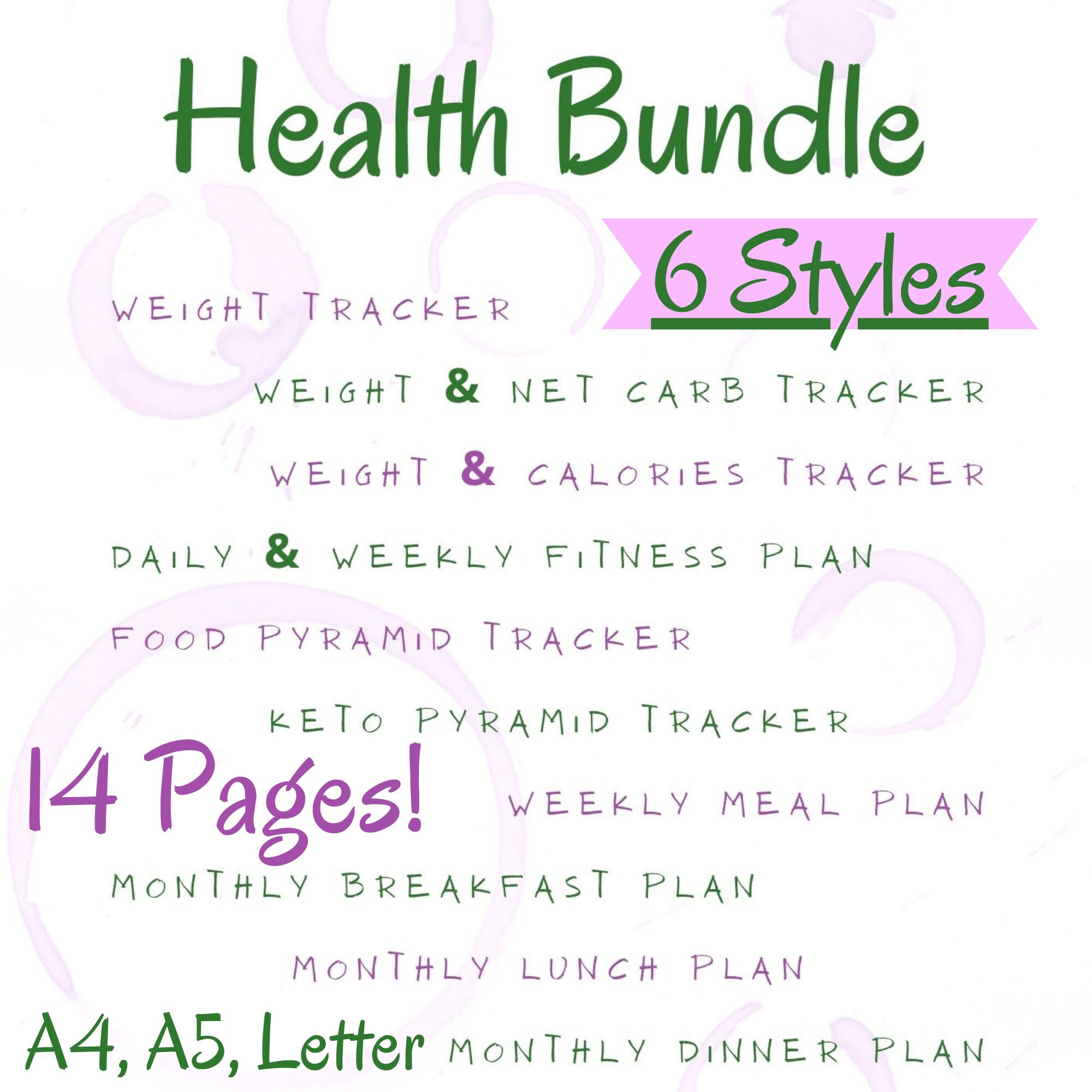 DIGITAL WEIGHT TRACKER Printable Health Bundle 14 Pages - Etsy