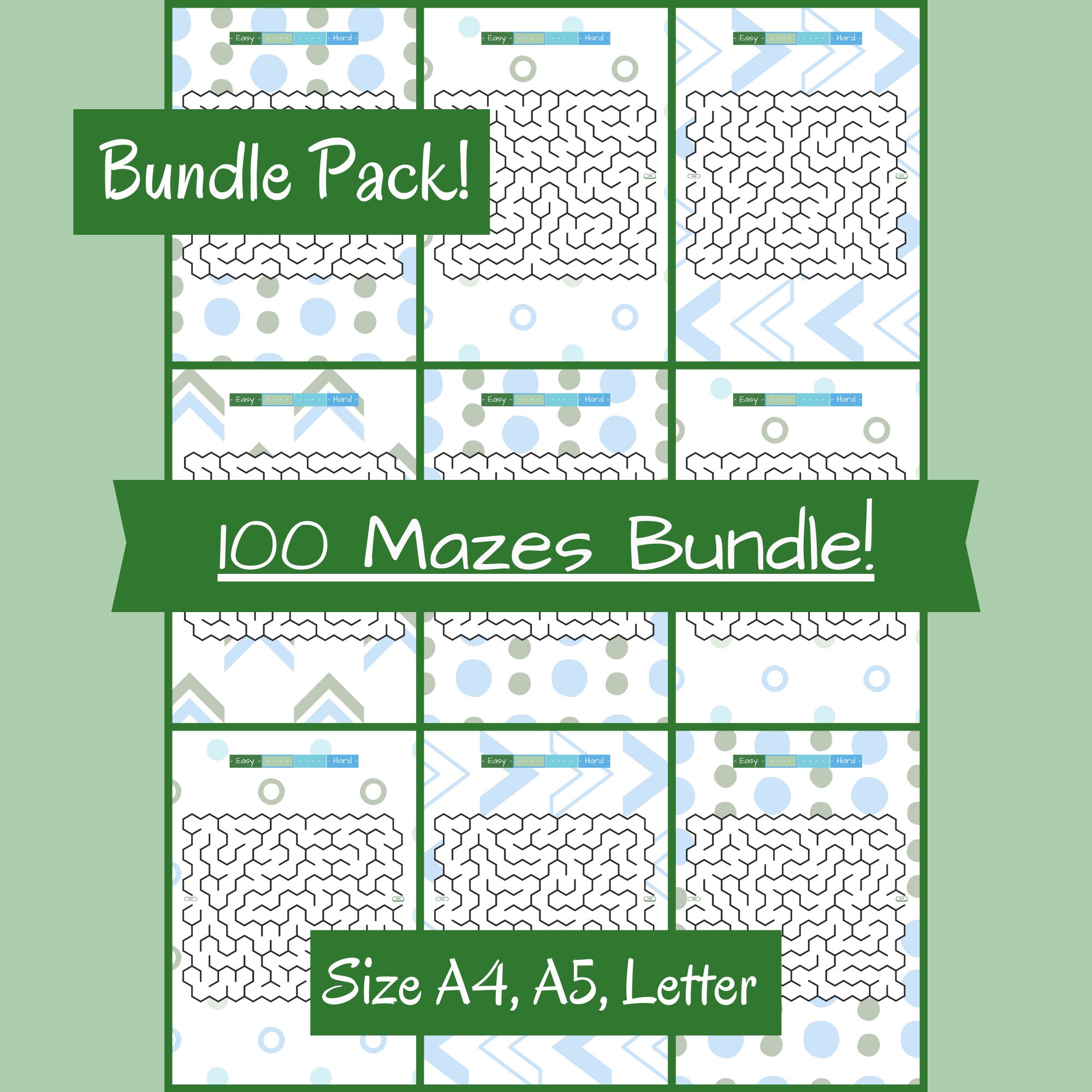DIGITAL 100 MAZES BUNDLE, 4 Difficulty Levels, Maze Bundle, Maze Pack ...