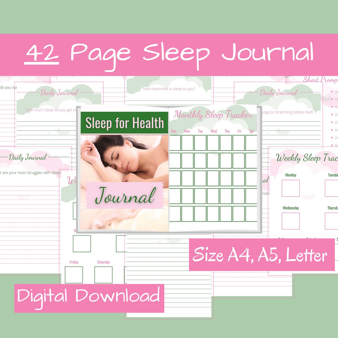 DIGITAL SLEEP JOURNAL Printable Sleep Prompts 42 Pages in Full Color/42 ...