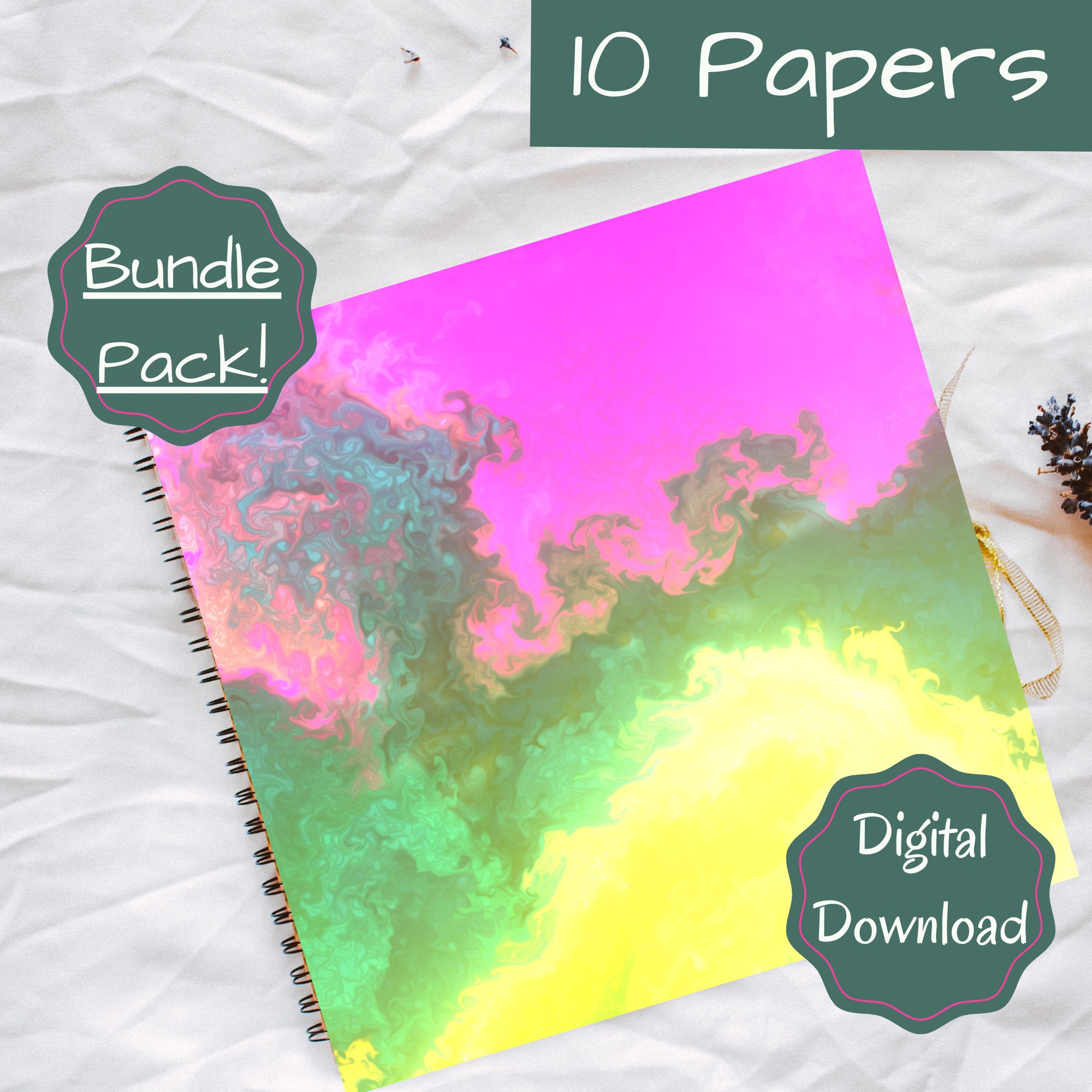 10 DIGITAL Papers FLUID ART Designs 300 D P I in Pink, Purple, and More ...
