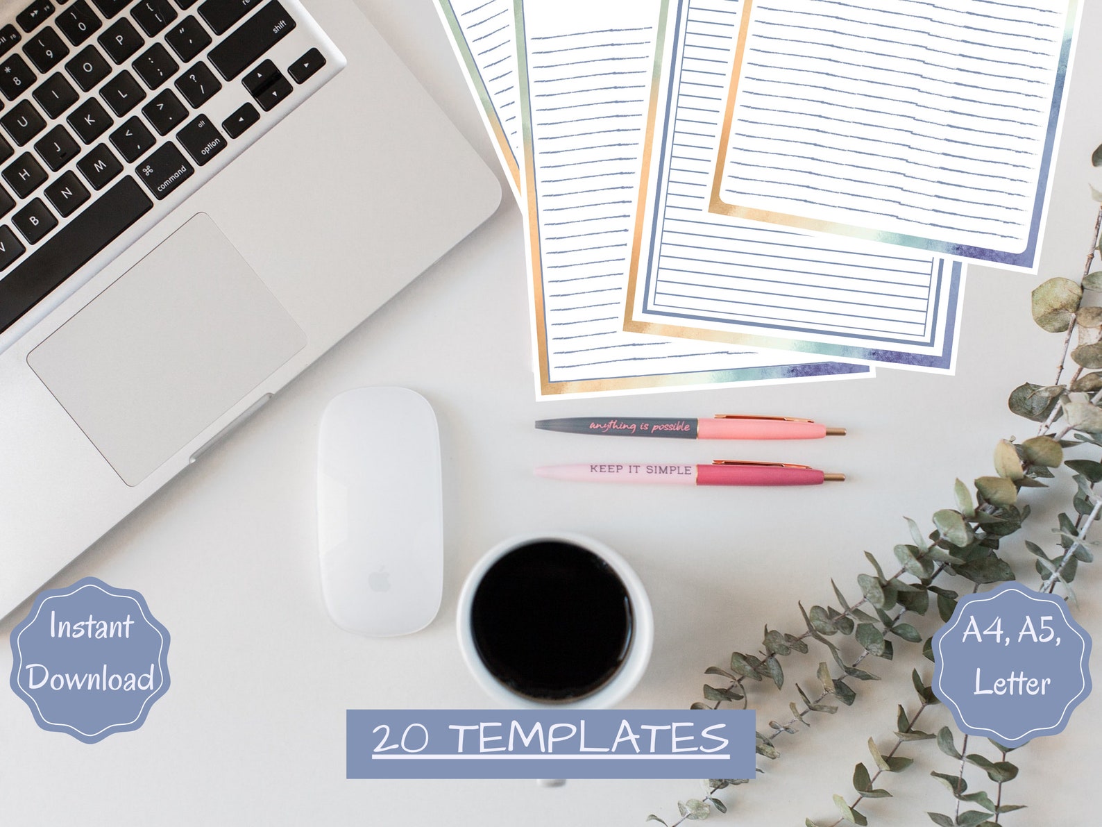 DIGITAL STATIONARY BUNDLE Printable 20 Template Pages, Daily to Do List ...