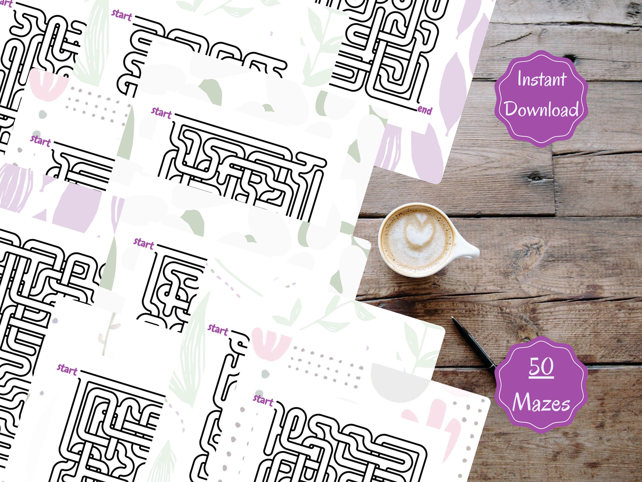 DIGITAL MAZES BUNDLE, 50 Easy Mazes With 3D Crossings, Maze Bundle ...