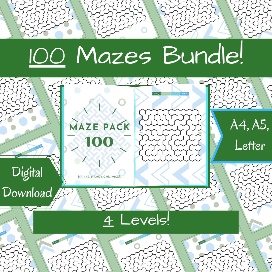 DIGITAL 100 MAZES BUNDLE, 4 Difficulty Levels, Maze Bundle, Maze Pack ...