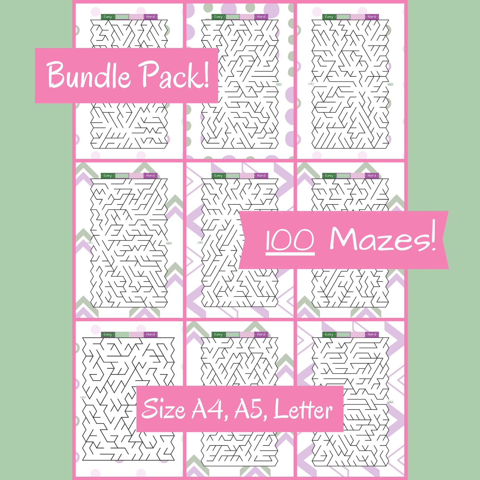 DIGITAL 100 MAZES BUNDLE, 4 Difficulty Levels, Maze Bundle, Maze Pack ...