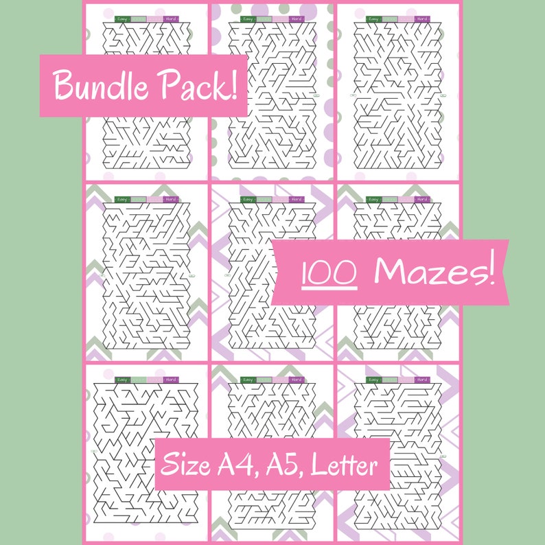 DIGITAL 100 MAZES BUNDLE, 4 Difficulty Levels, Maze Bundle, Maze Pack ...