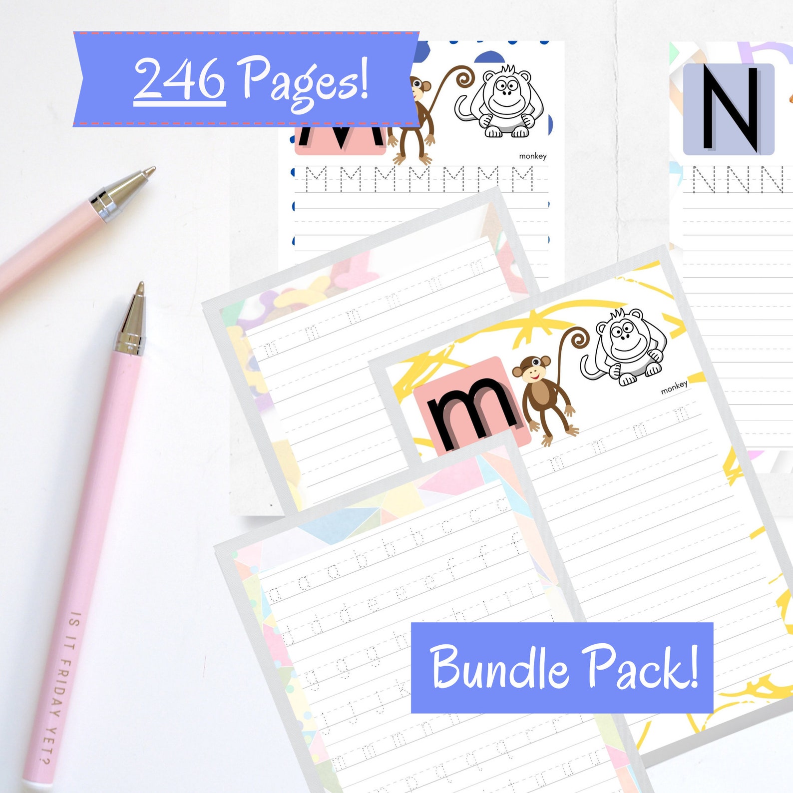 DIGITAL HANDWRITING WORKSHEETS 246 Pages Preschool Worksheets, Letter ...