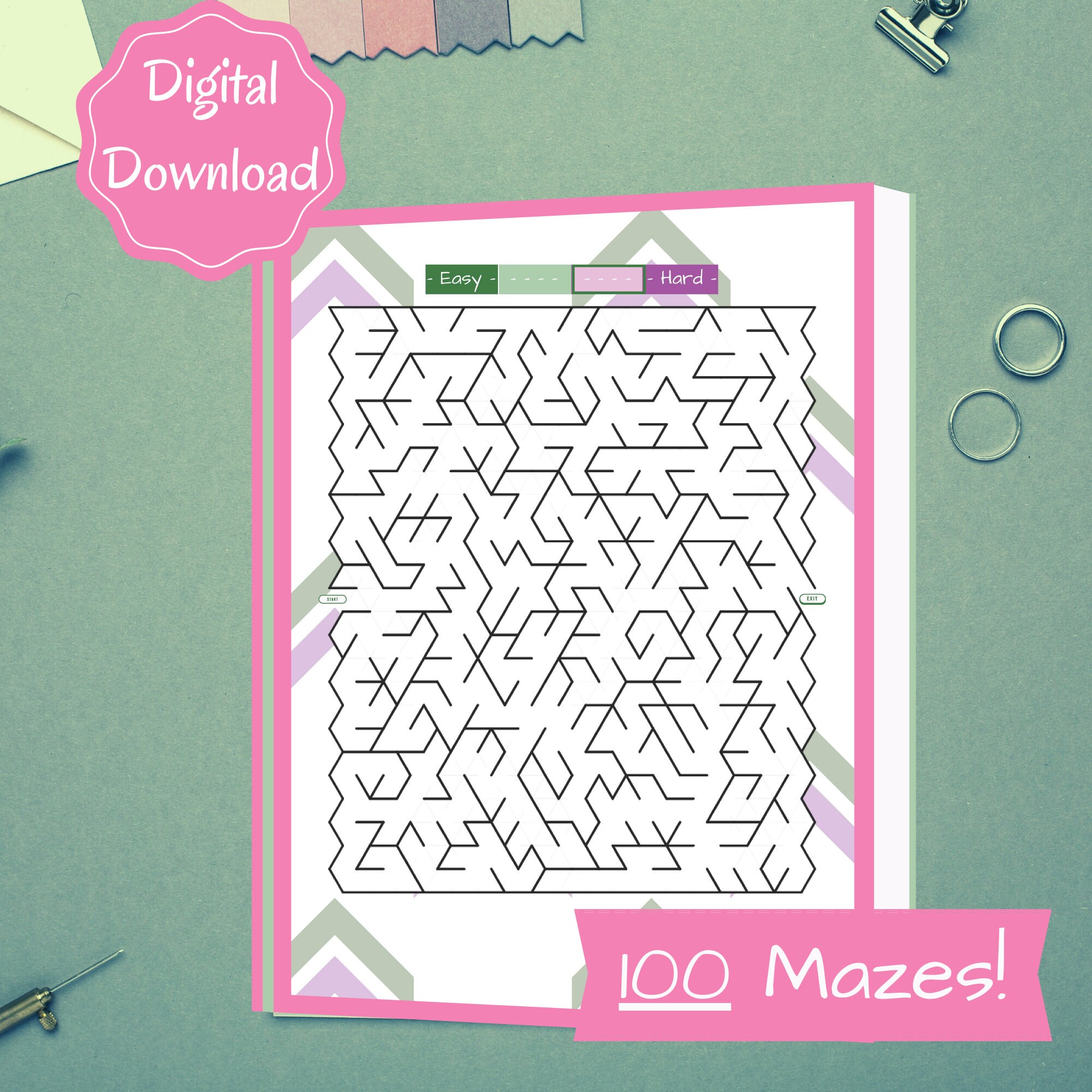 DIGITAL 100 MAZES BUNDLE, 4 Difficulty Levels, Maze Bundle, Maze Pack ...