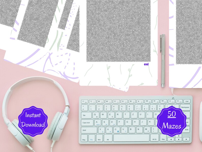 DIGITAL MAZES BUNDLE, 50 Hard Mazes With 3D Crossings, Maze Bundle ...