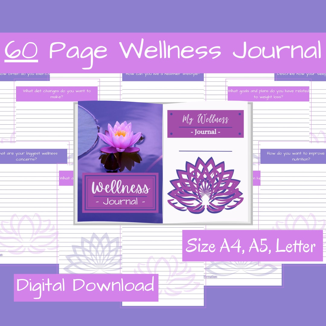 DIGITAL WELLNESS JOURNAL Printable Wellness Prompts 60 Page in Full ...