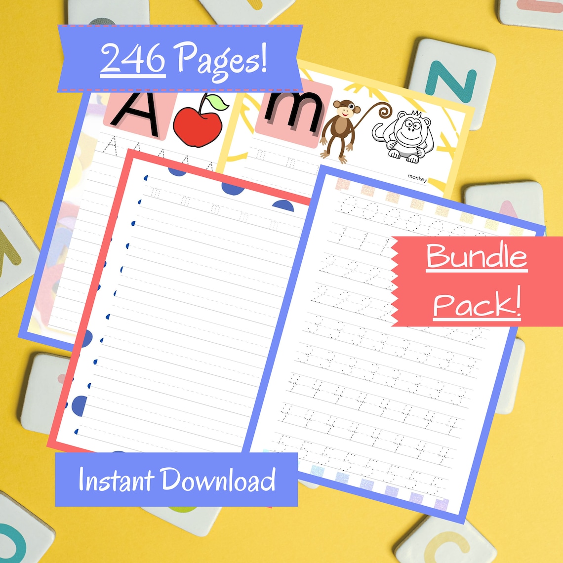 DIGITAL HANDWRITING WORKSHEETS 246 Pages Preschool Worksheets, Letter ...