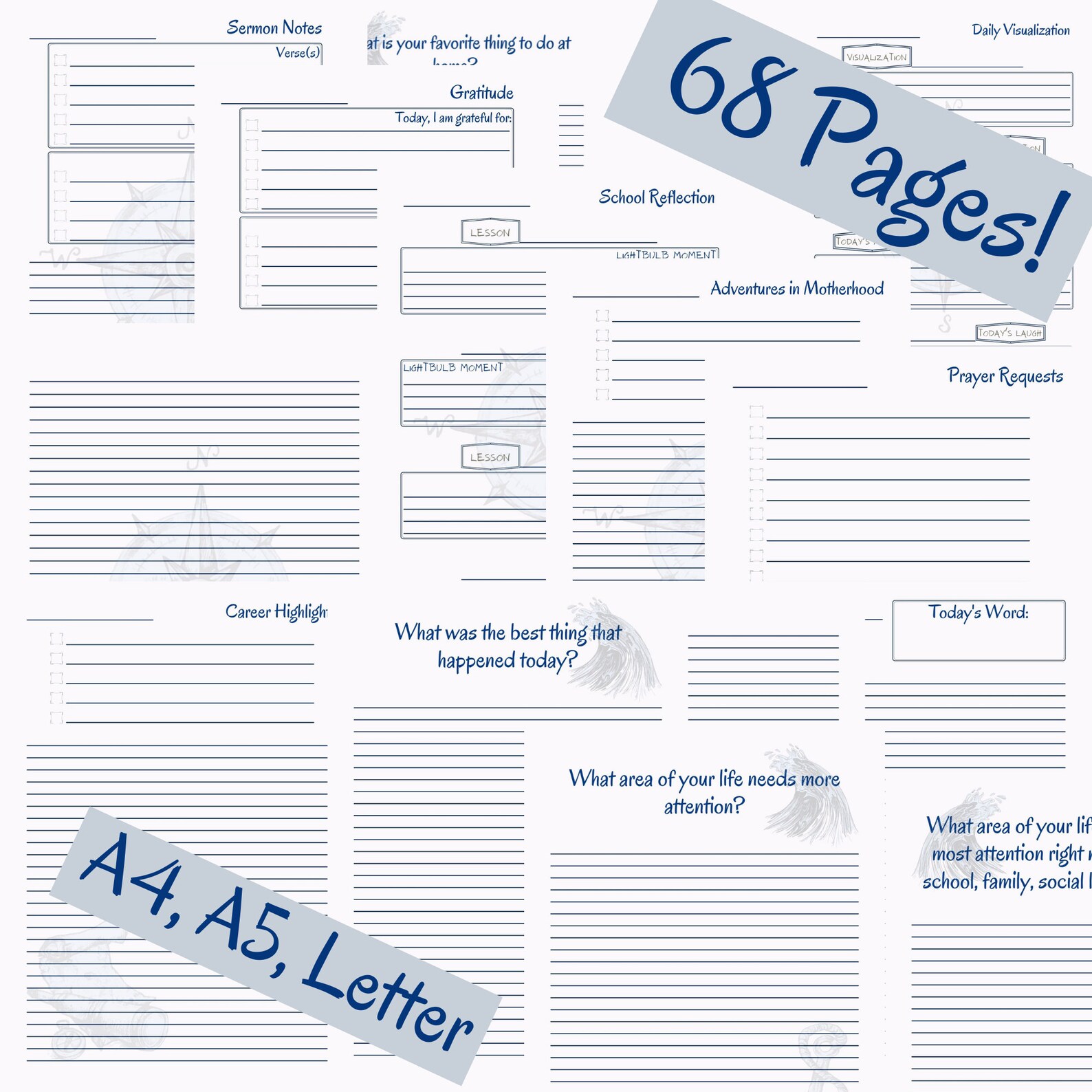 DIGITAL JOURNALING BUNDLE Download 68 Pages, Journal Writing Prompts ...