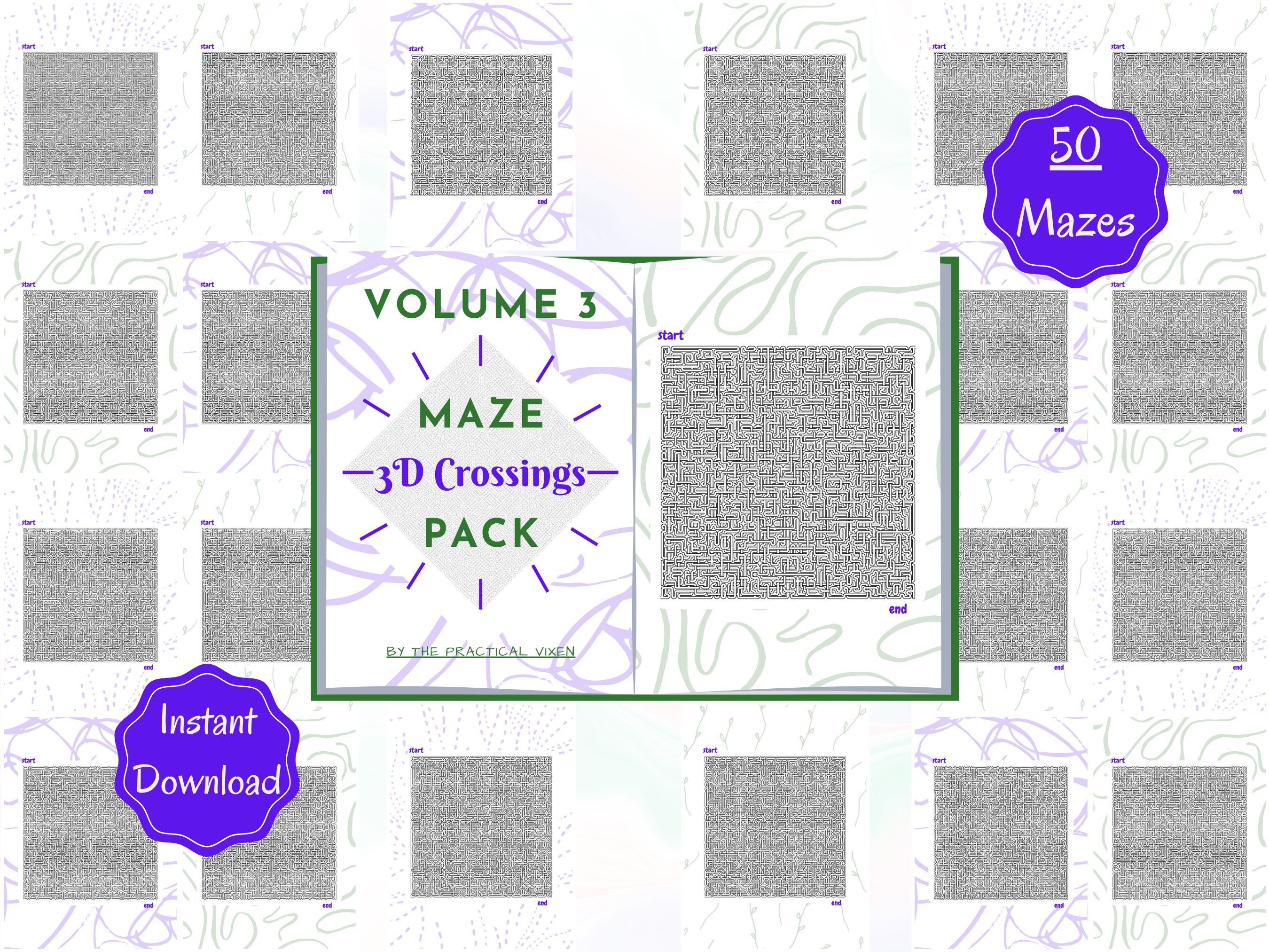 DIGITAL MAZES BUNDLE, 50 Hard Mazes With 3D Crossings, Maze Bundle ...
