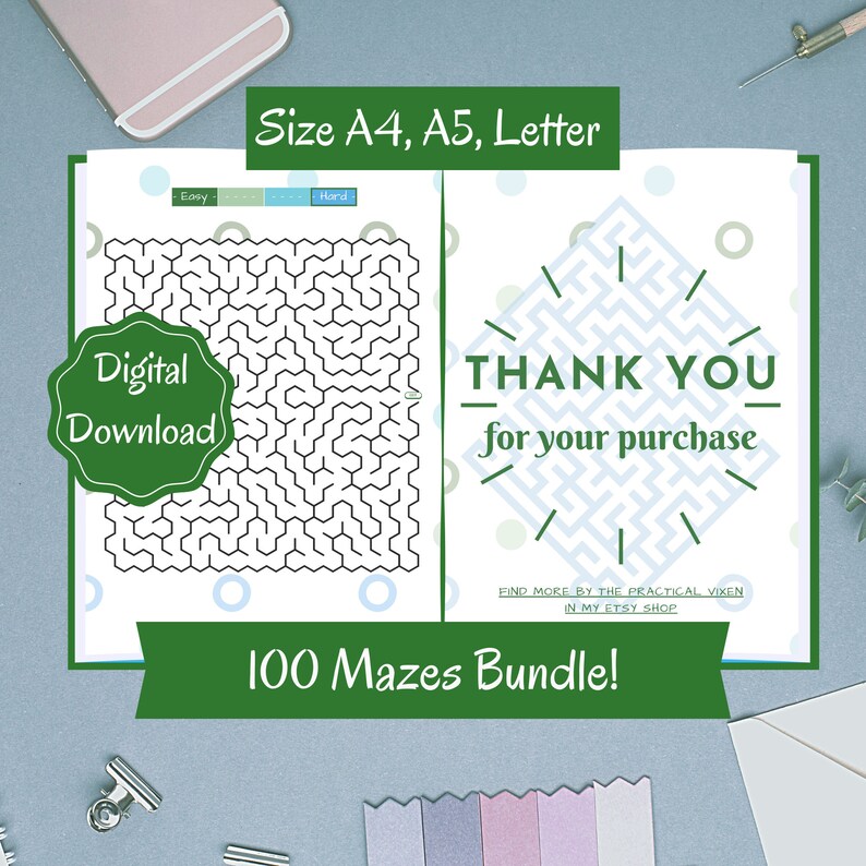 DIGITAL 100 MAZES BUNDLE, 4 Difficulty Levels, Maze Bundle, Maze Pack ...