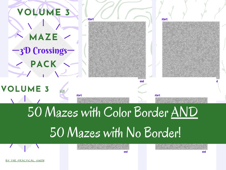 DIGITAL MAZES BUNDLE, 50 Hard Mazes With 3D Crossings, Maze Bundle ...