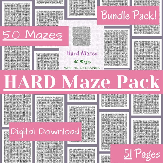 DIGITAL MAZES BUNDLE 50 Hard Mazes With 3D Crossings Maze | Etsy