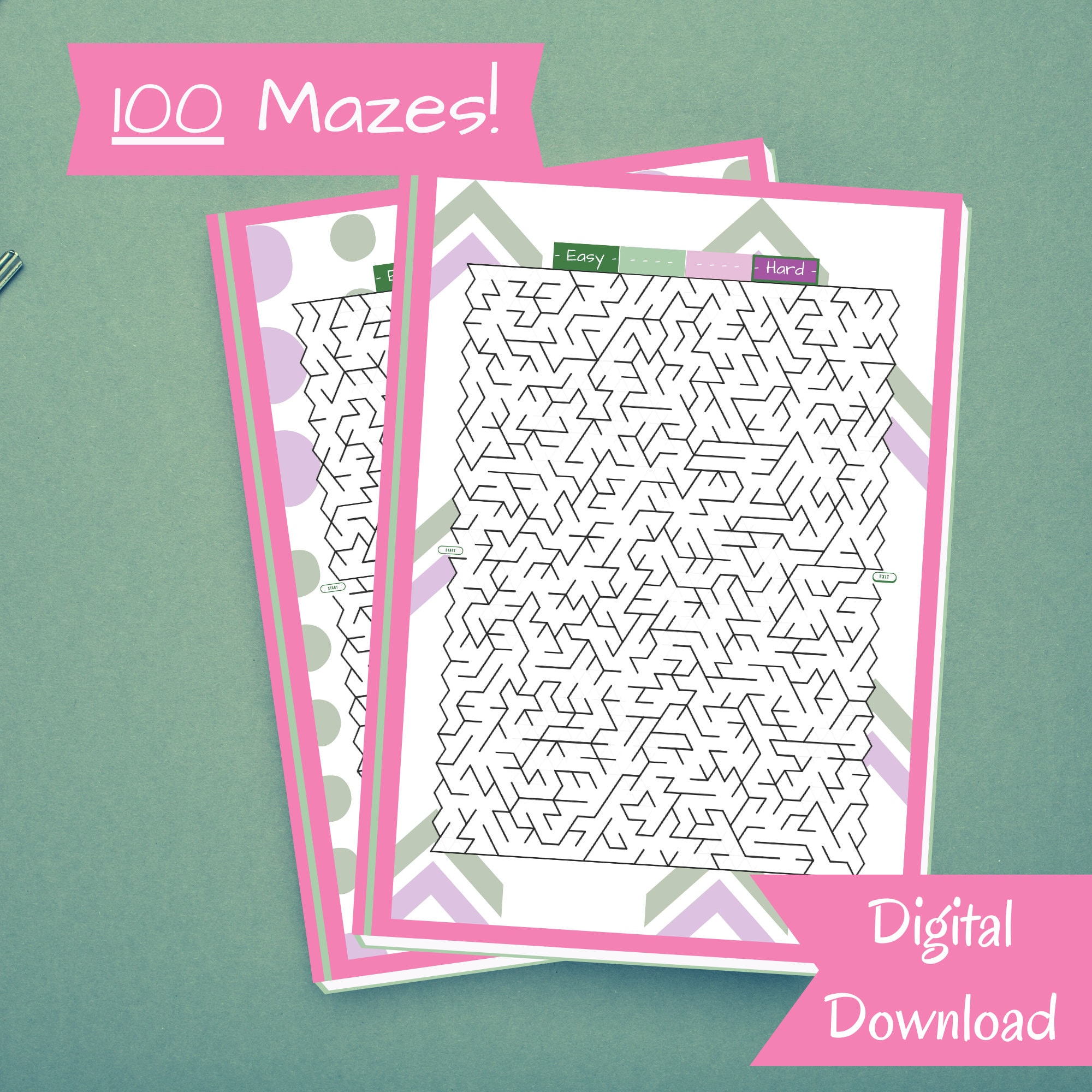 DIGITAL 100 MAZES BUNDLE, 4 Difficulty Levels, Maze Bundle, Maze Pack ...