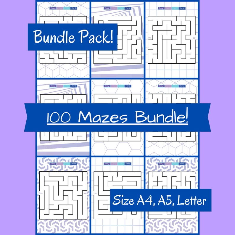 DIGITAL 100 MAZES BUNDLE, 4 Difficulty Levels, Maze Bundle, Maze Pack ...
