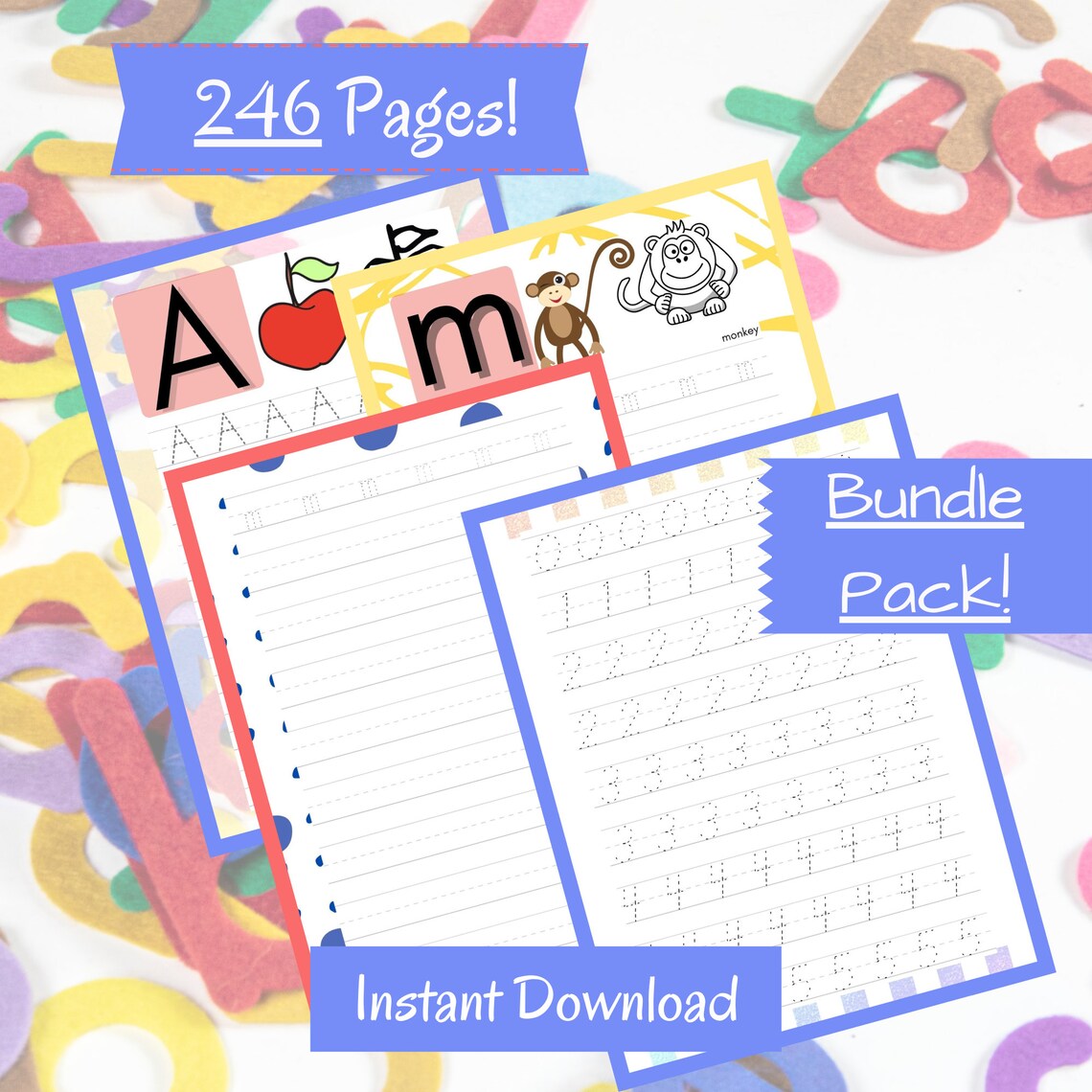 DIGITAL HANDWRITING WORKSHEETS 246 Pages Preschool Worksheets, Letter ...