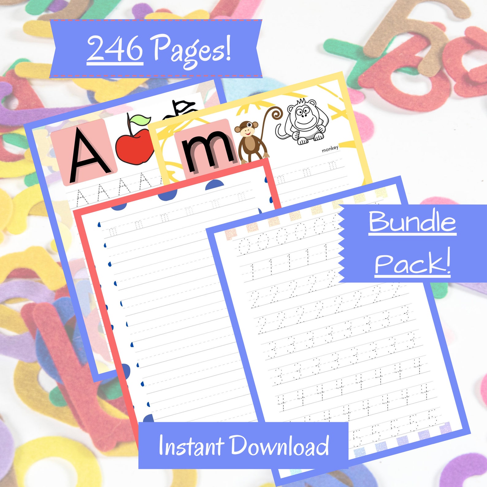 DIGITAL HANDWRITING WORKSHEETS 246 Pages Preschool Worksheets, Letter ...