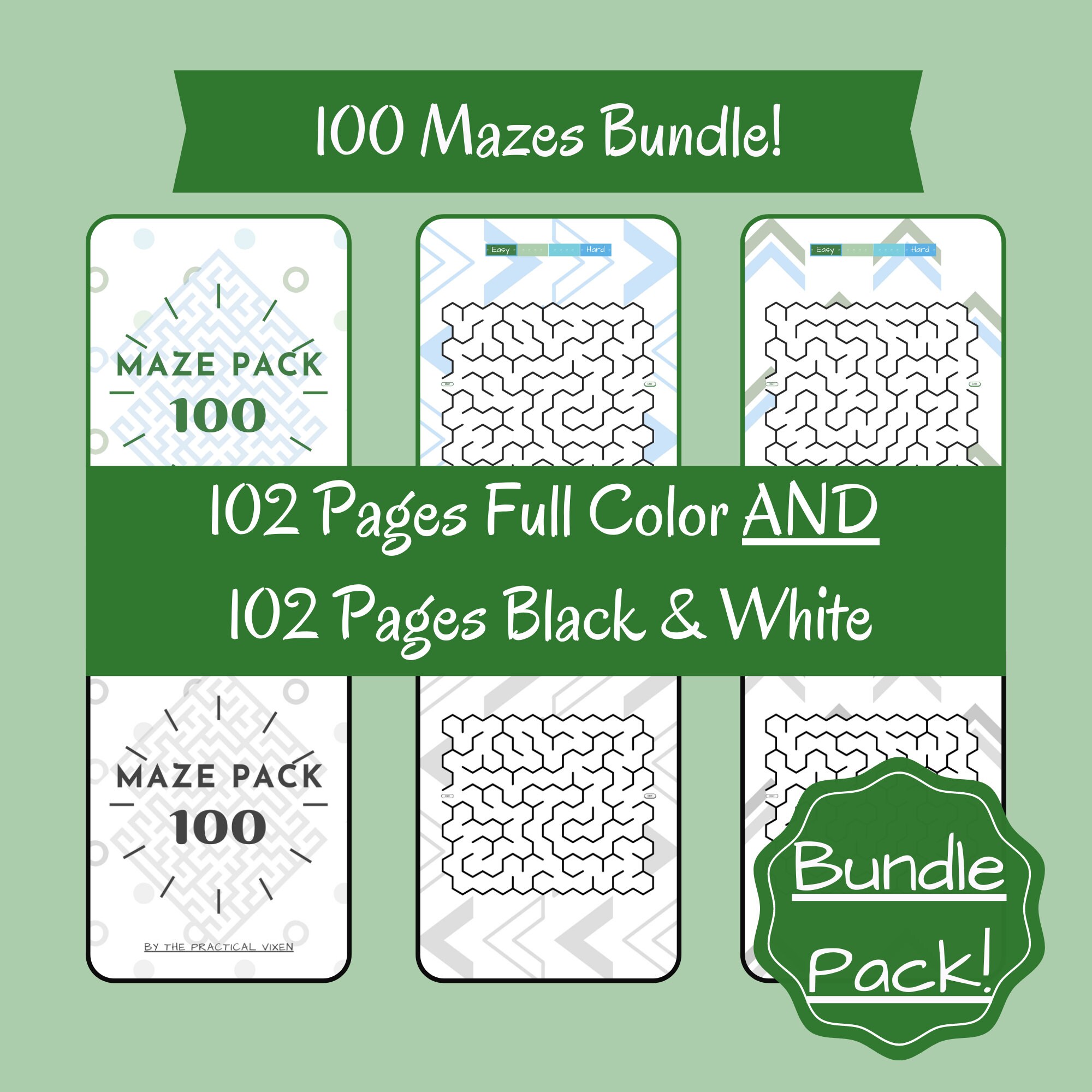 DIGITAL 100 MAZES BUNDLE, 4 Difficulty Levels, Maze Bundle, Maze Pack ...