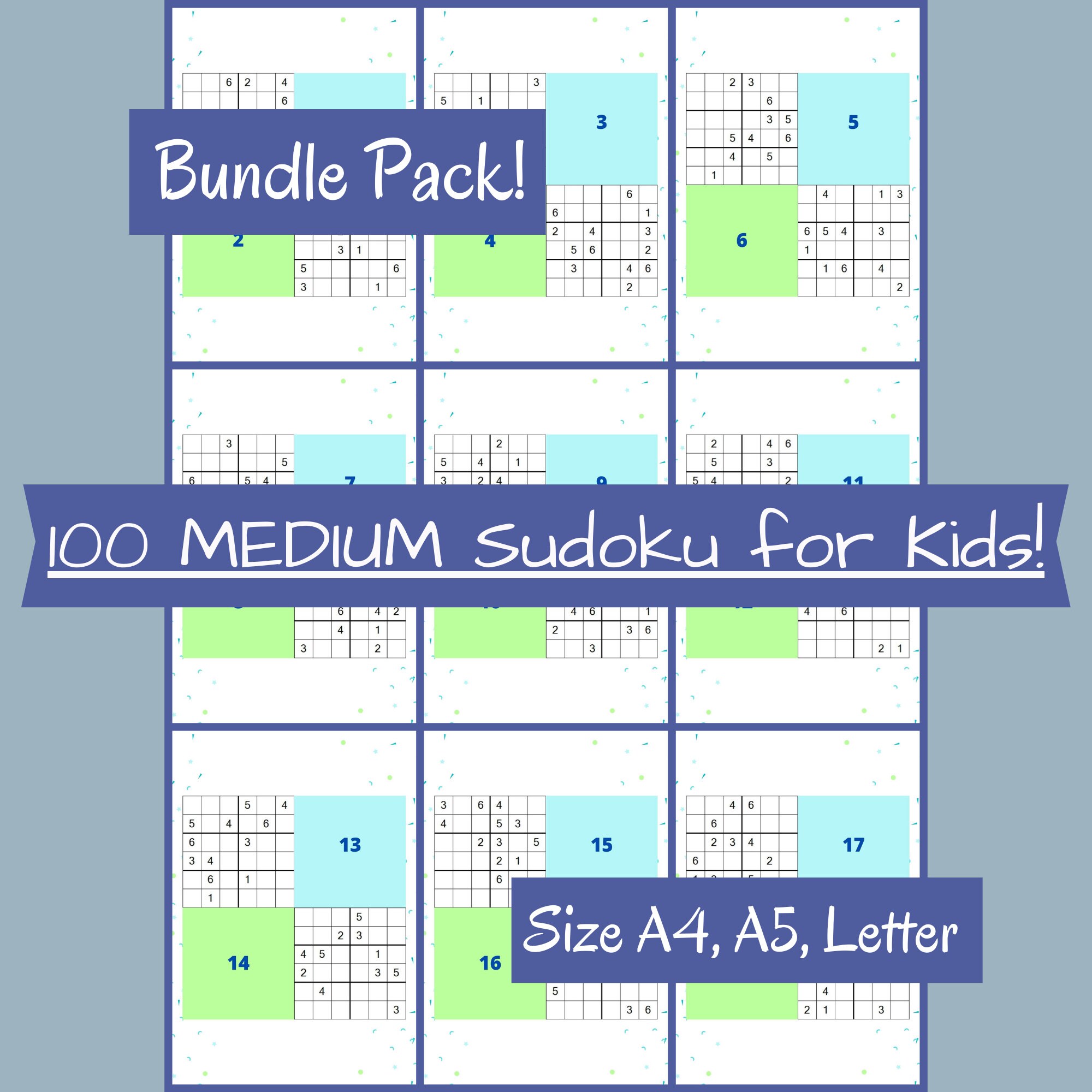 DIGITAL 100 6x6 MEDIUM SUDOKU for Kids Bundle, Sudoku Printable Pack ...