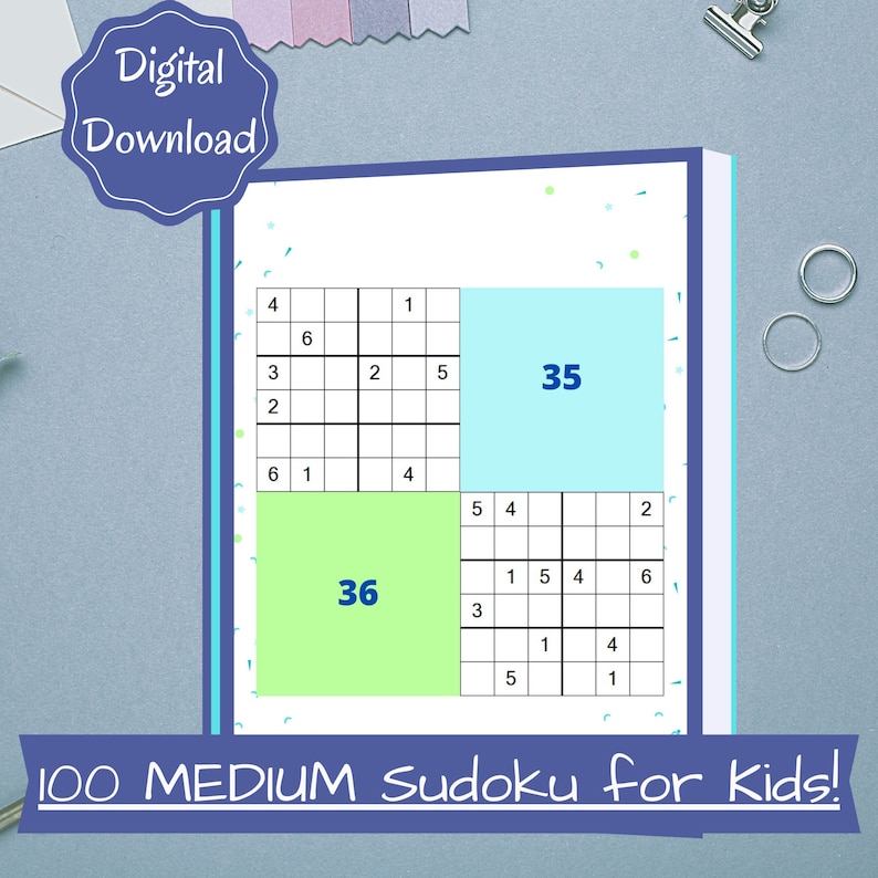 DIGITAL 100 6x6 MEDIUM SUDOKU for Kids Bundle, Sudoku Printable Pack ...