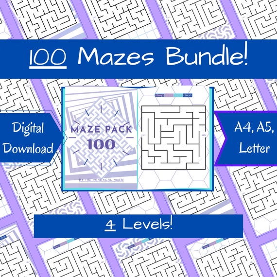 DIGITAL 100 MAZES BUNDLE 4 Difficulty Levels Maze Bundle - Etsy