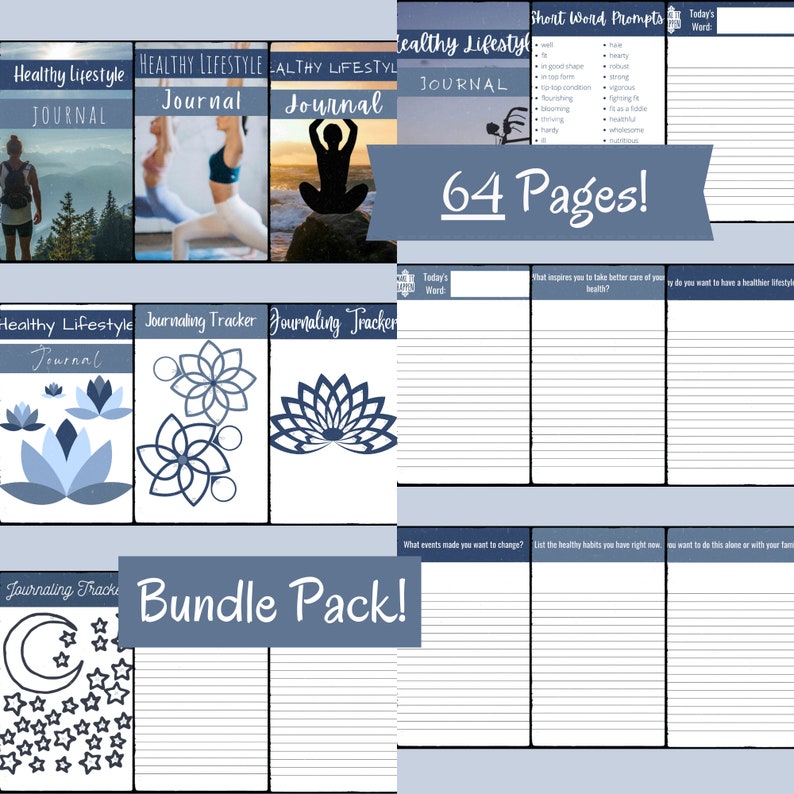 Digital HEALTHY LIFESTYLE JOURNAL Download 64 Pages, Journal Tracker 50 ...
