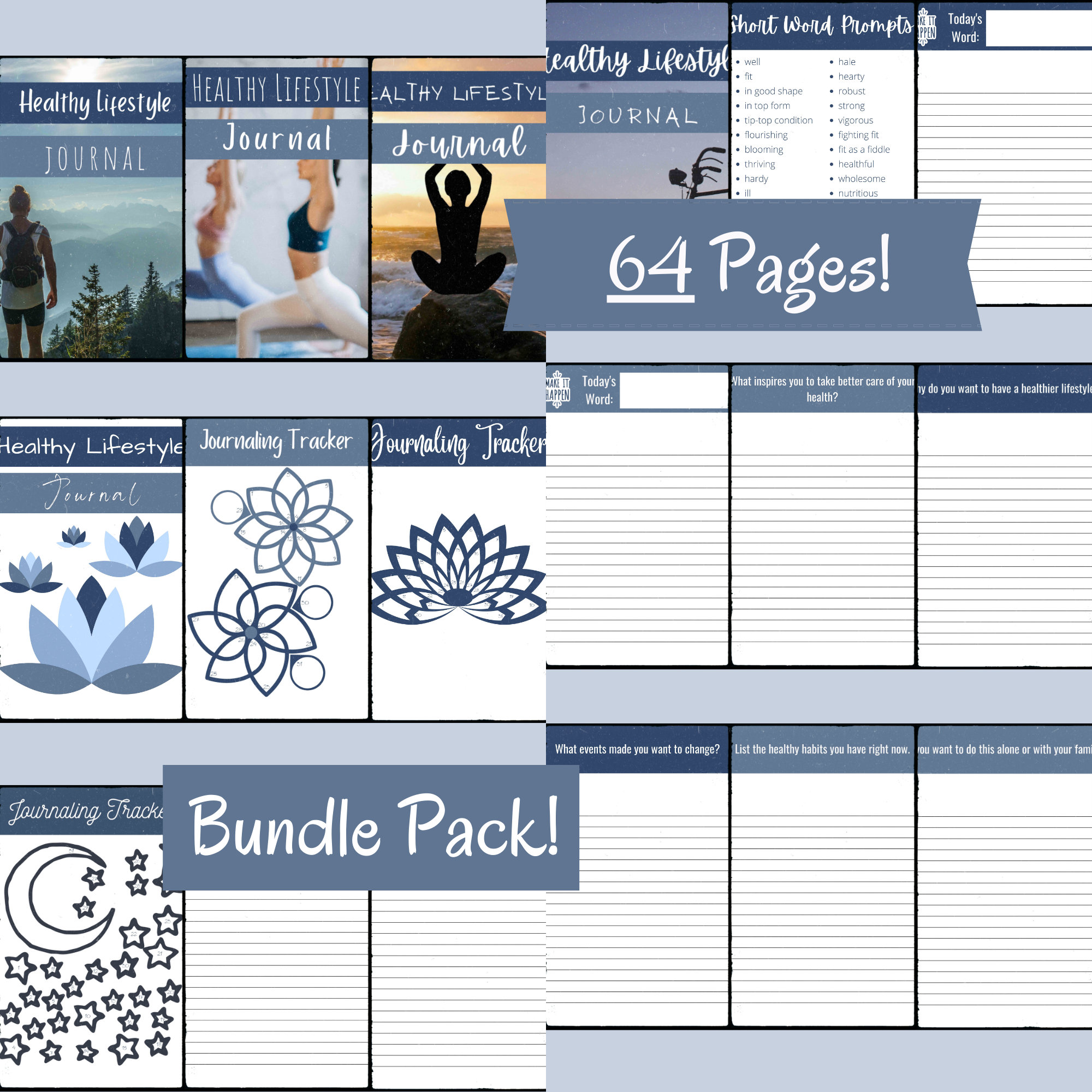 Digital HEALTHY LIFESTYLE JOURNAL Download 64 Pages, Journal Tracker 50 ...